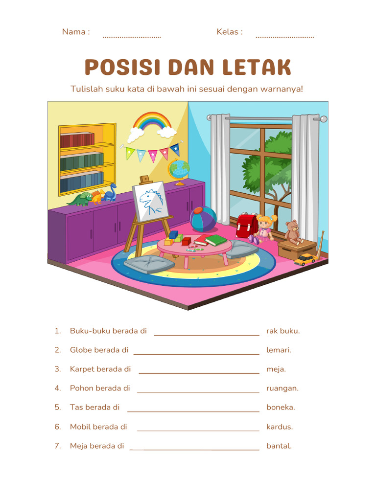 Mengenal Posisi Benda Di Dalam Rumah Dan Peletakannya Lembar Kerja SD ...