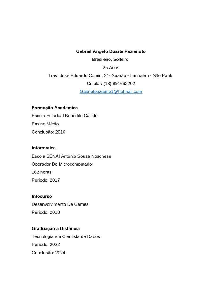 Curriculo Gabriel | PDF