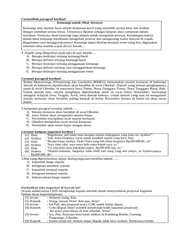 Soal US Bindo Kelas XII 2025 FIKS | PDF