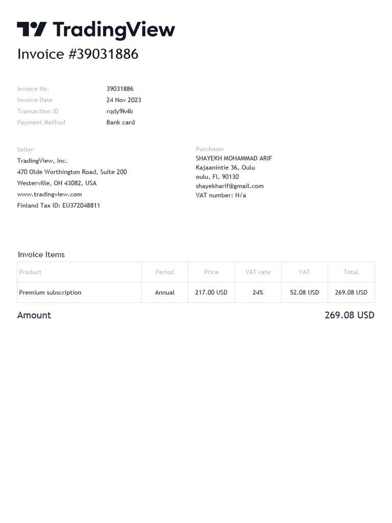 TradingView Invoice | PDF
