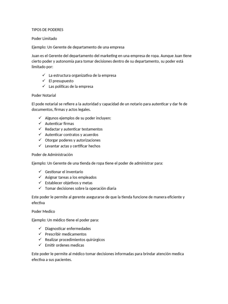 Tipos de Poderes | PDF