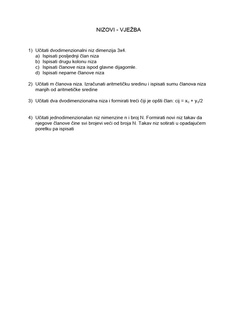 NIZOVI Vjezba | PDF