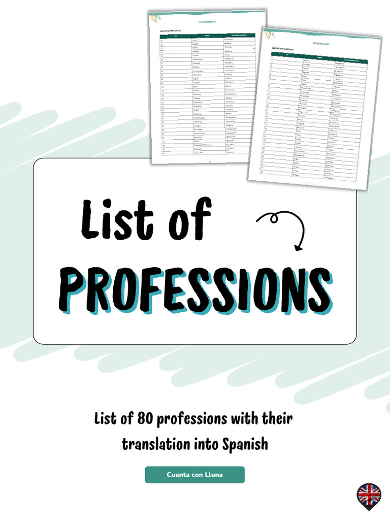 En-ES Lista de Profesiones | PDF | Cuidado de la salud