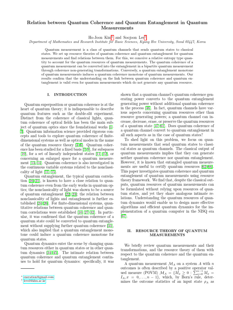 2202.12656v2 | PDF | Quantum Entanglement | Coherence (Physics)