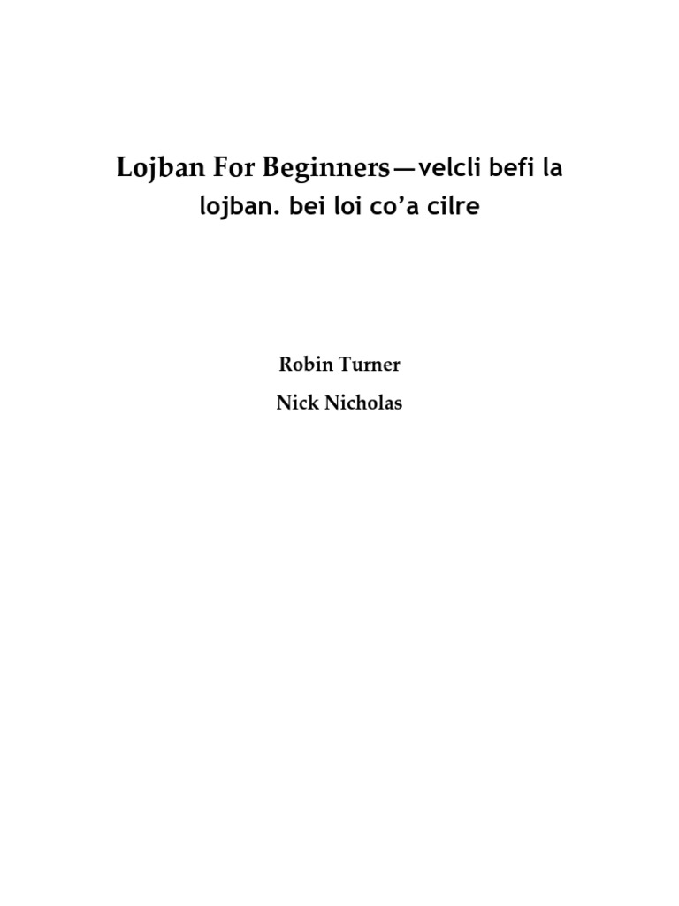 Lojban For Beginners by Turner and Nicholas | PDF | Symbols | Languages