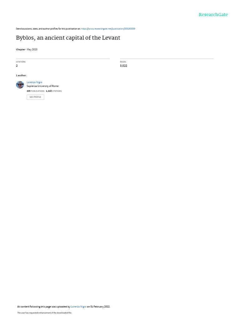 Byblos An Ancient Capital of The Levant | PDF