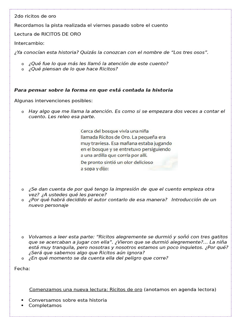 2do Ricitos de Oro | PDF