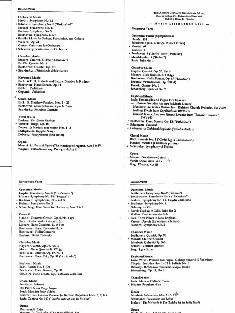 Music Literature List Cuny | PDF