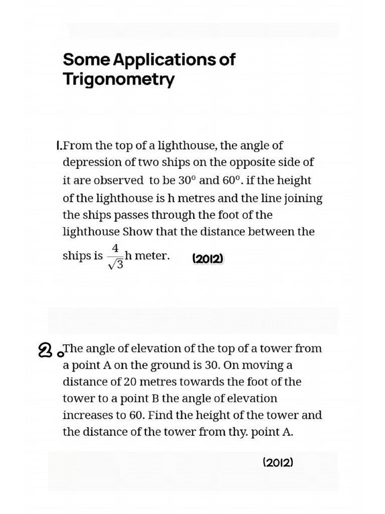 9.some Applications of Trigonometry. | PDF