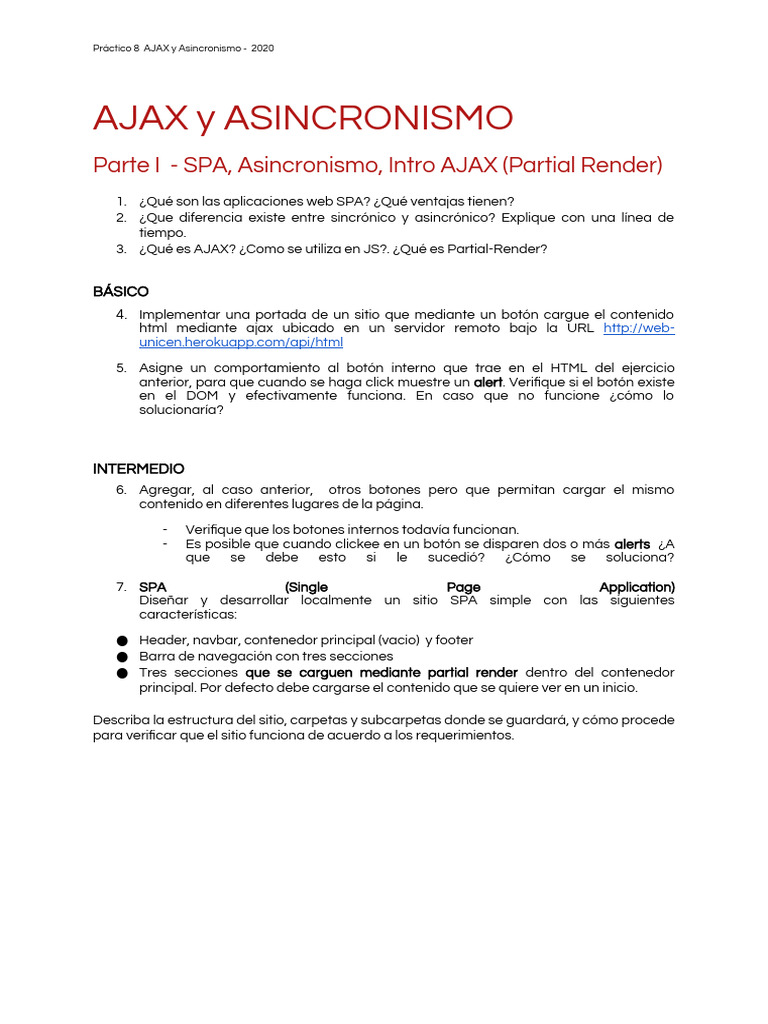 AJAX y Asincronismo en SPA | PDF | Ajax (Programación) | HTML