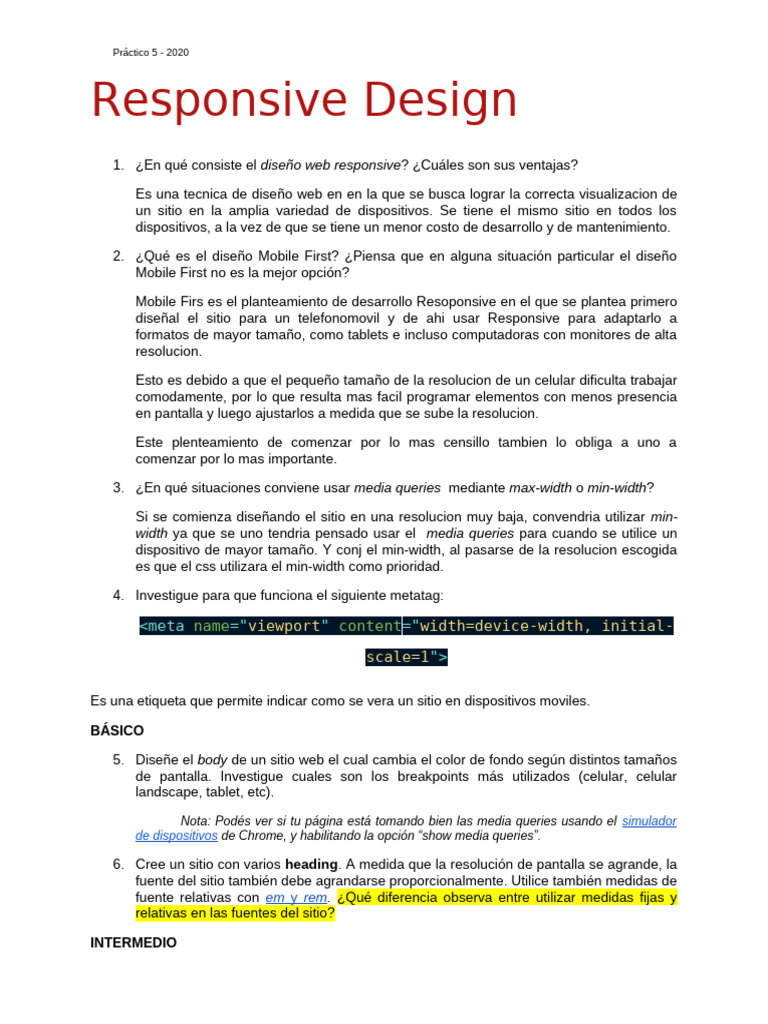 Practico 05 - Responsive Design | PDF | Bootstrap (marco frontal) | Desarrollo web