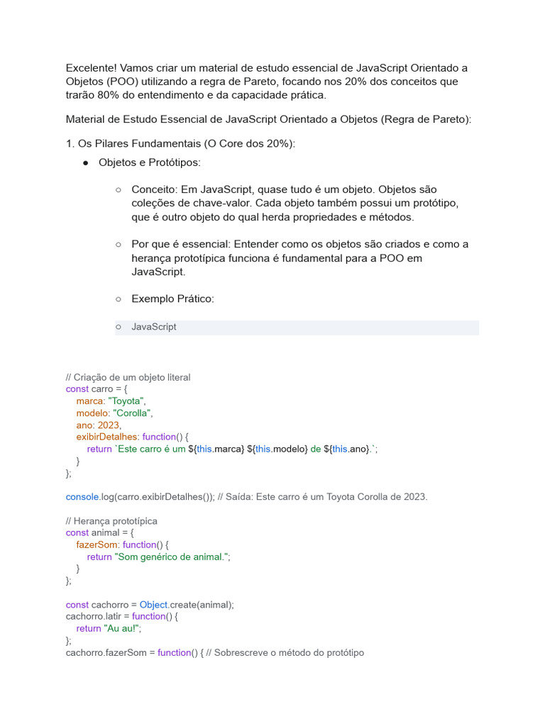 Estudo de POO em JavaScript: Fundamentos | PDF | Classe (programação de ...