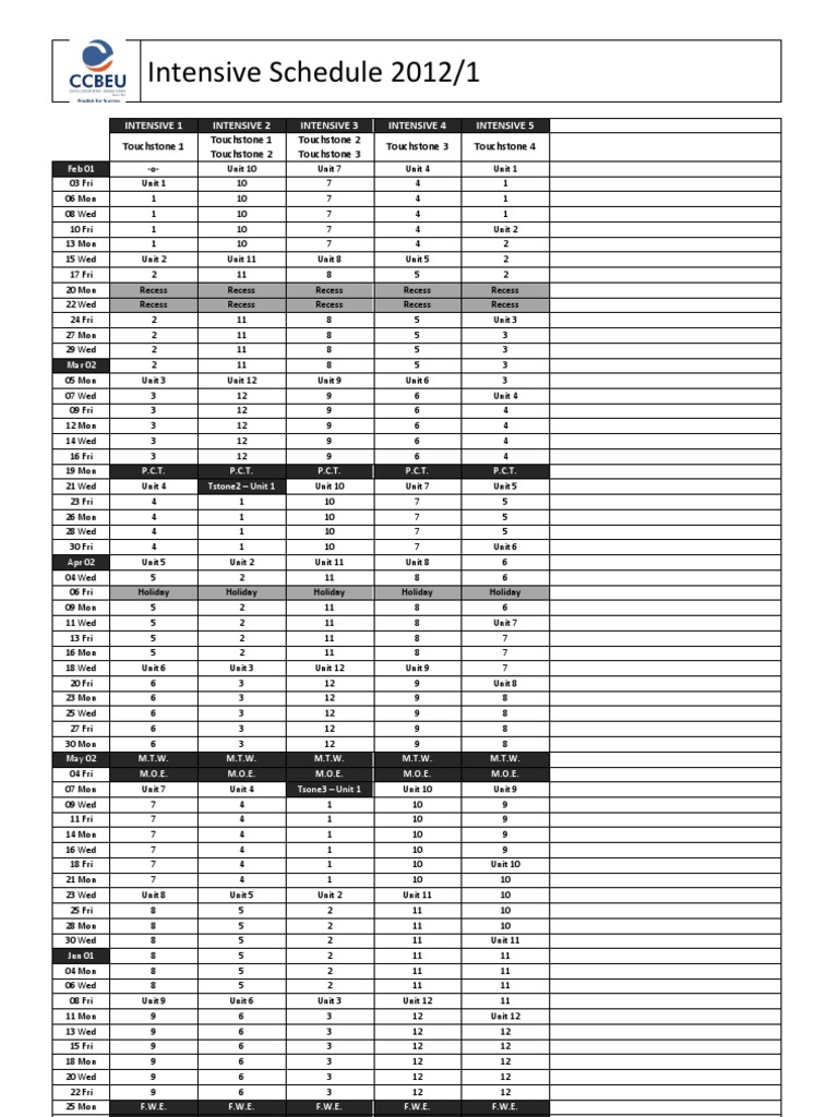 2012 Intensive Schedule Overview | PDF | Foreign Language Studies ...