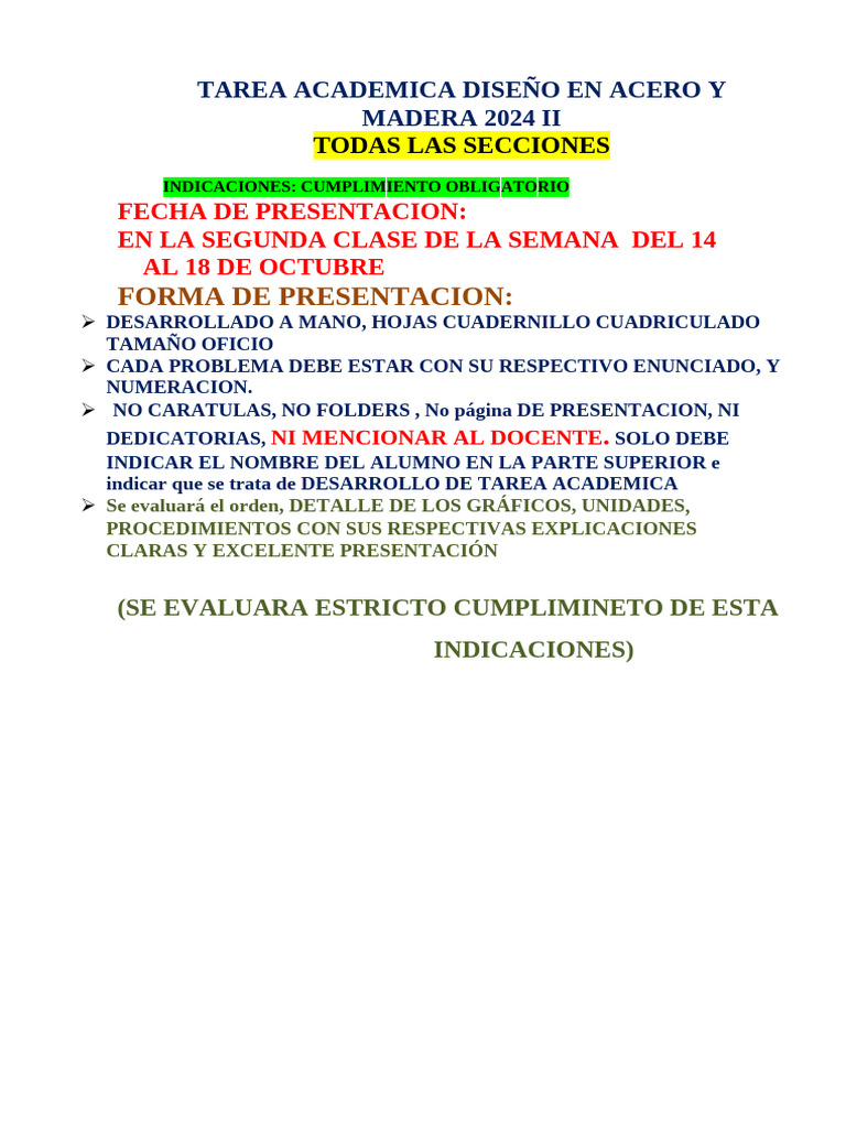 Tarea Academica de Diseño en Acero y Madera 2024 Ii | PDF