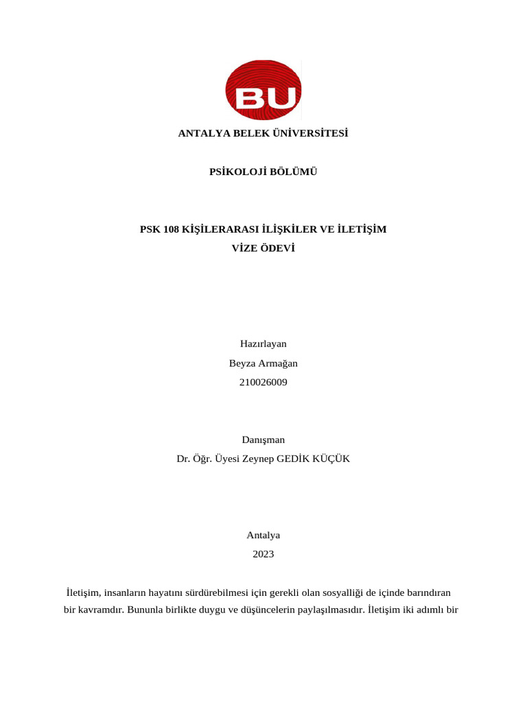 İLETİŞİM VİZE ÖDEVİ | PDF