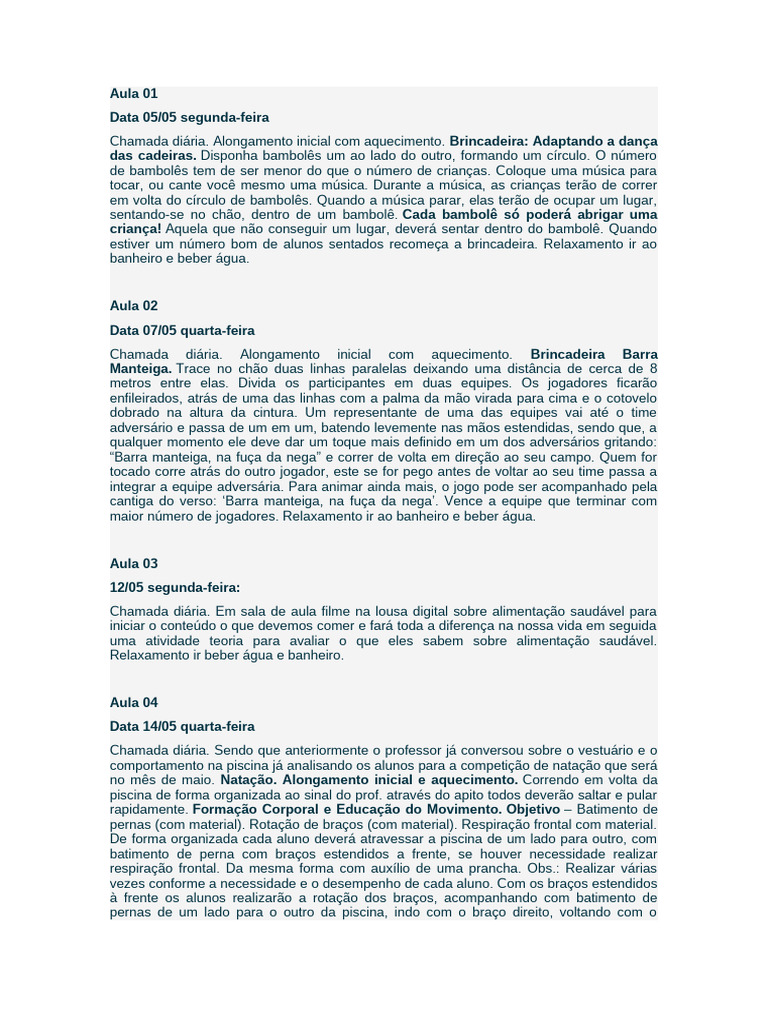 plano de aula 3 ano . gui | PDF | Piscina