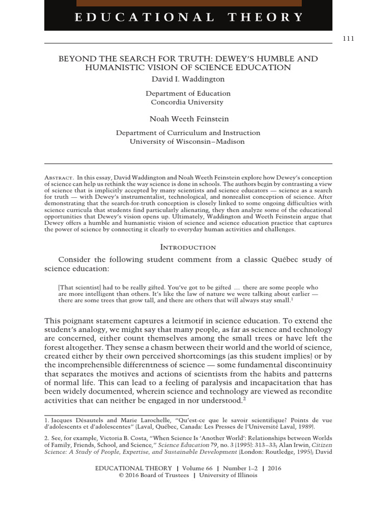 Dewey On Humble Vision of Science | PDF | Science | John Dewey