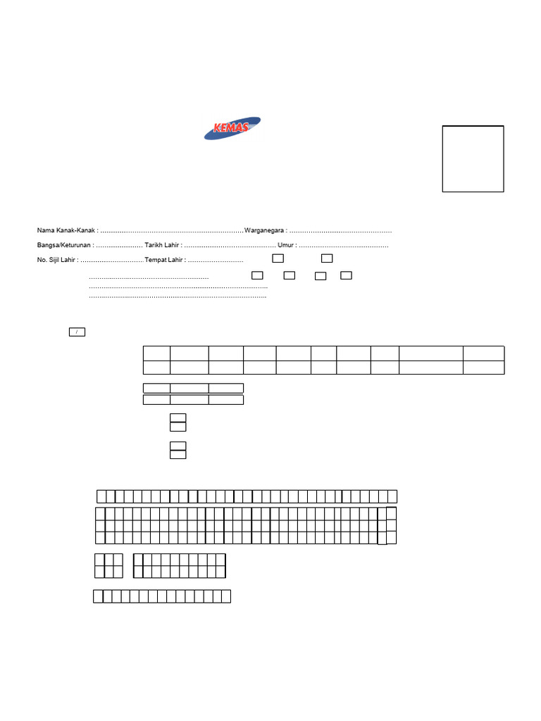 Lampiran 1 - Borang Pendaftaran Tabika Kemas | PDF
