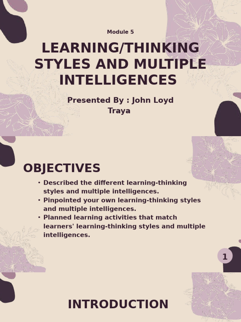 ED7 Module 5 Learning-Thinking Styles and Multiple Intelligences | PDF | Intelligence | Cognition