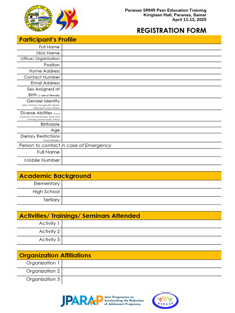 01_Registration-Form_Peer-Education-Training | PDF