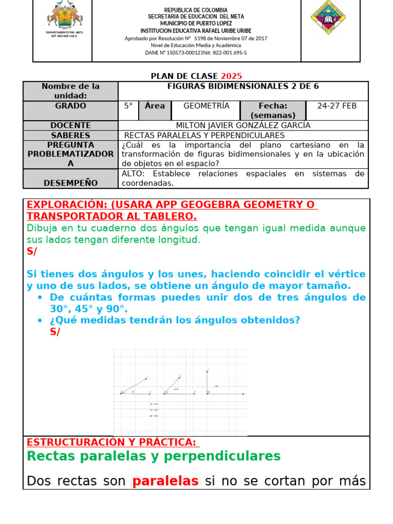 Figuras Bidimensionales 2 de 6 | PDF | Ángulo | Perpendicular