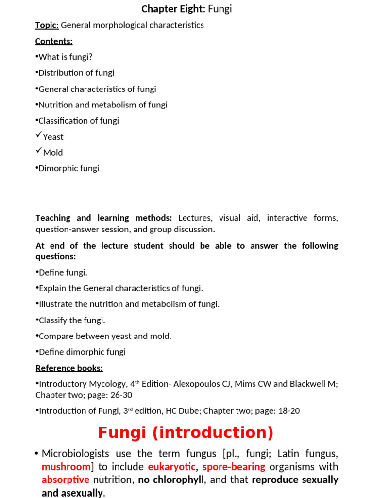 Characteristics and Classification of Fungi | PDF | Fungus | Yeast
