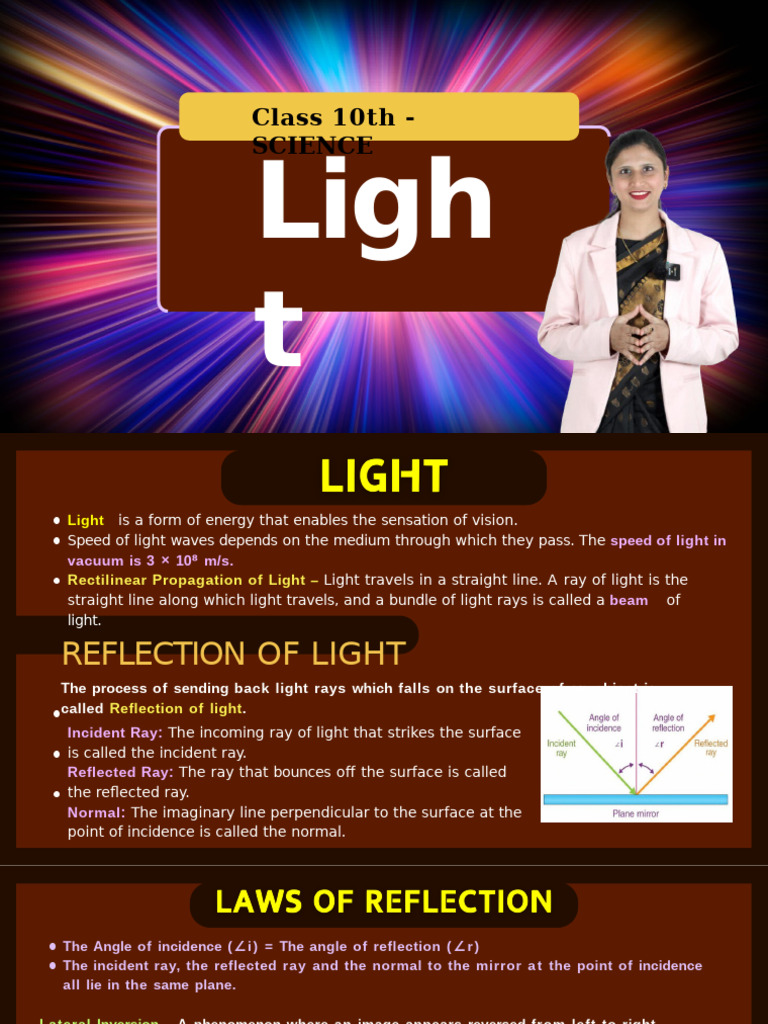 LIGHT Full PPT Ruheena | PDF | Refraction | Mirror