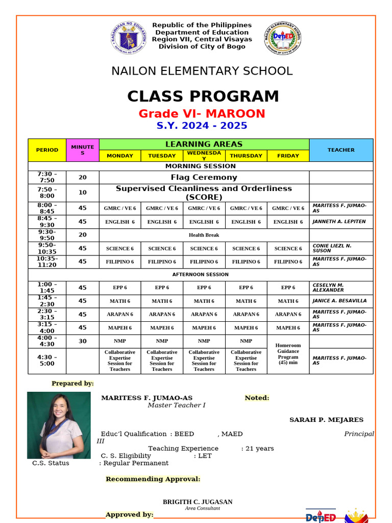 Class-program-Grade-6-MAROON (1) | PDF | Philippines