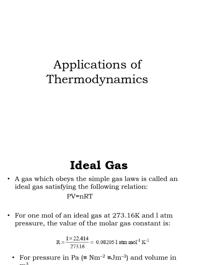Applications of Thermodynamics | PDF | Gases | Enthalpy