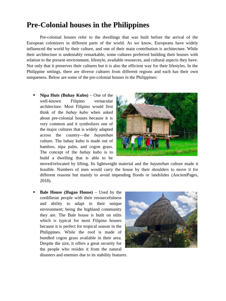 Pre-Colonial Philippine House Designs | PDF