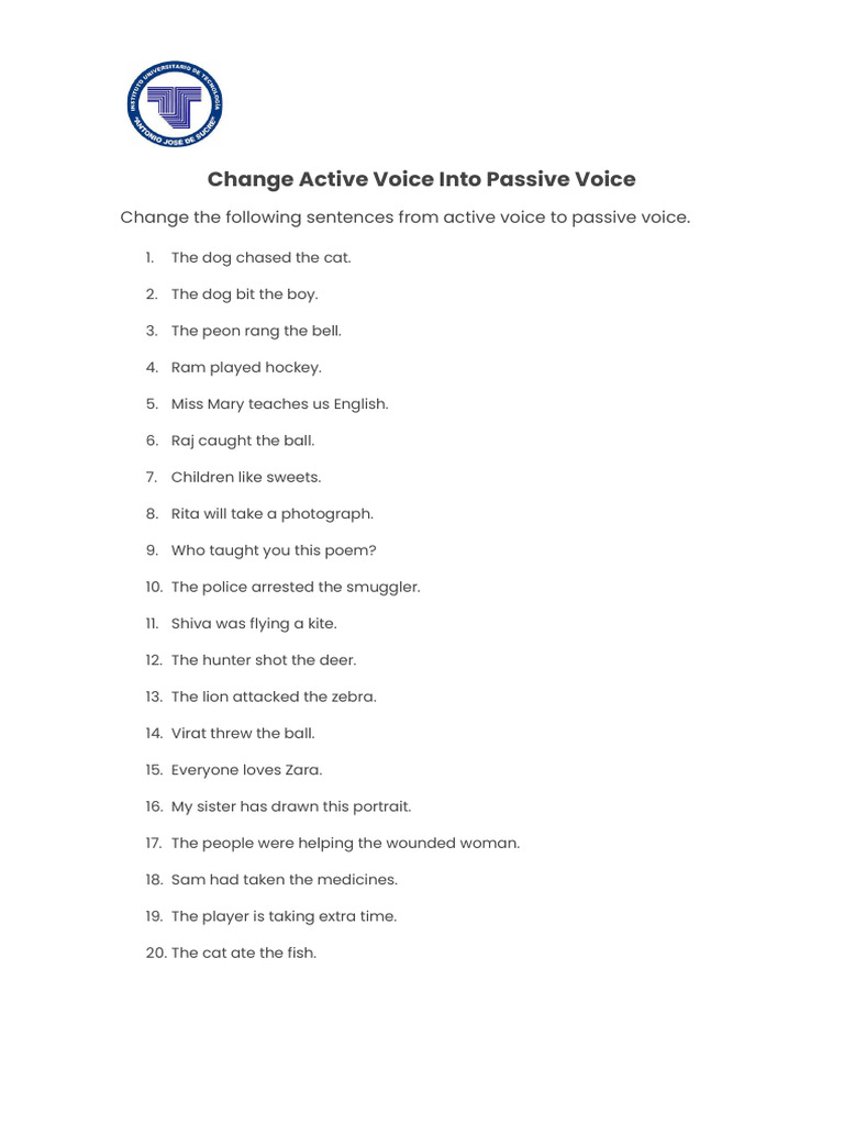 Convert Active to Passive Voice Exercises | PDF