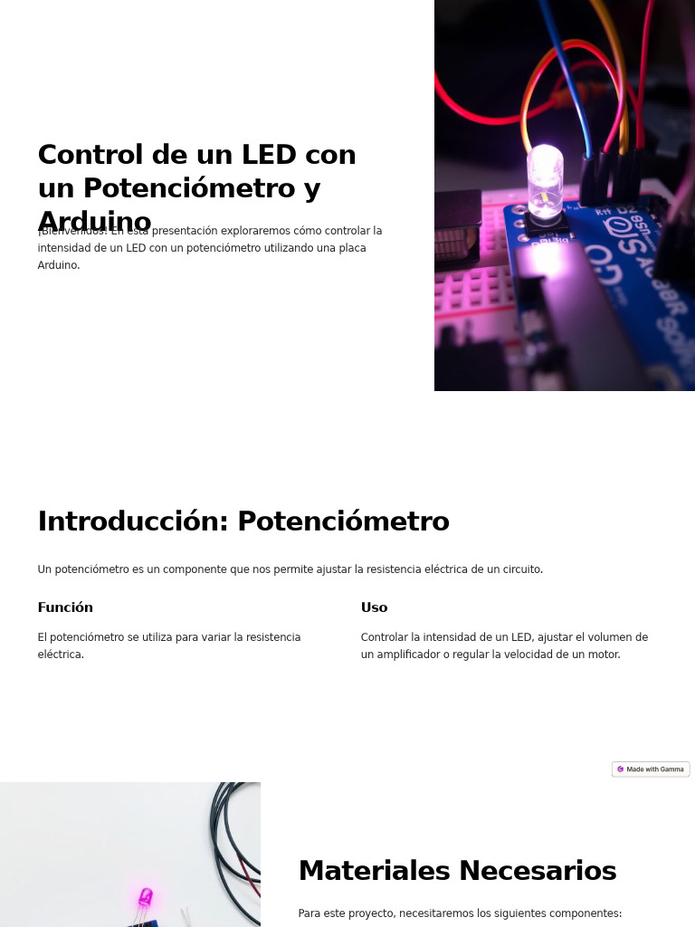 Control De Un Led Con Un Potenciometro Y Arduino Pdf Arduino
