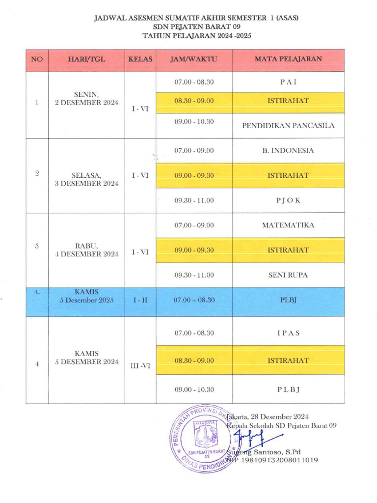 Jadwal Asas | PDF