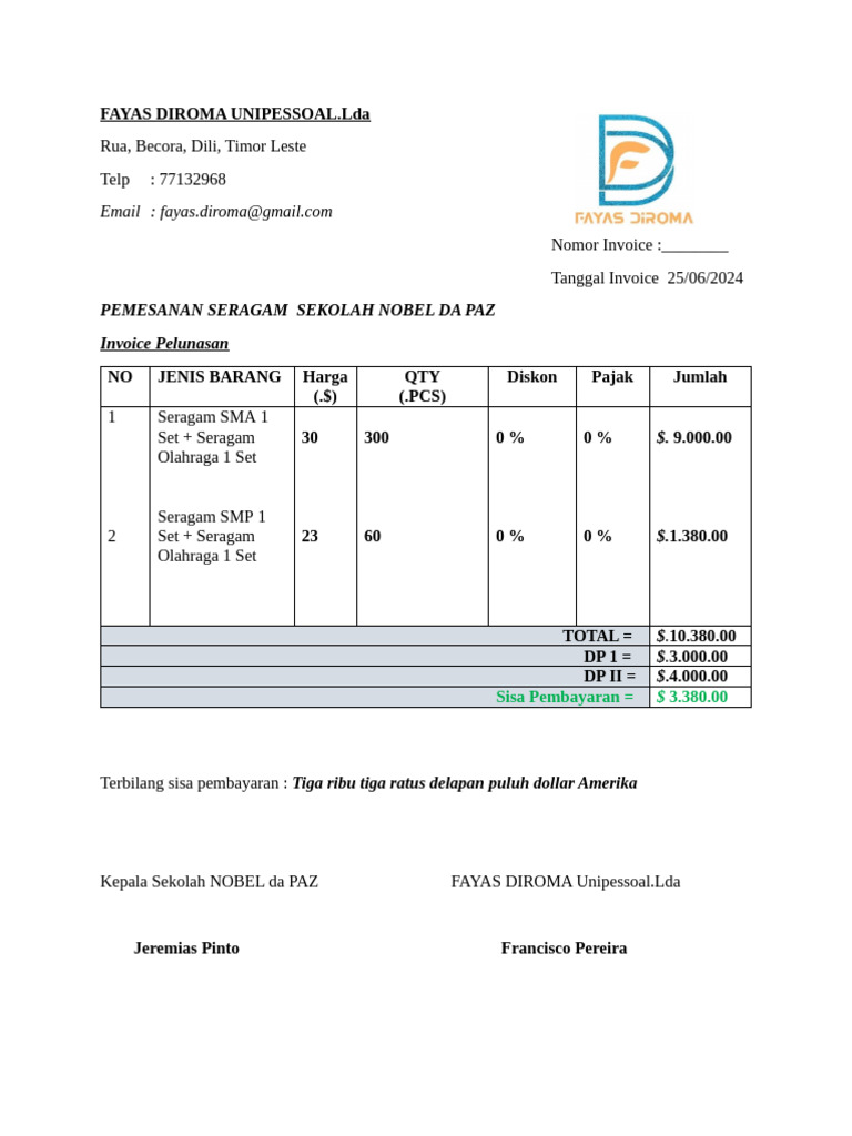 Invoice DP | PDF