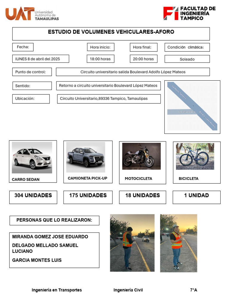 Estudio de Aforo Vehicular en Tampico | PDF