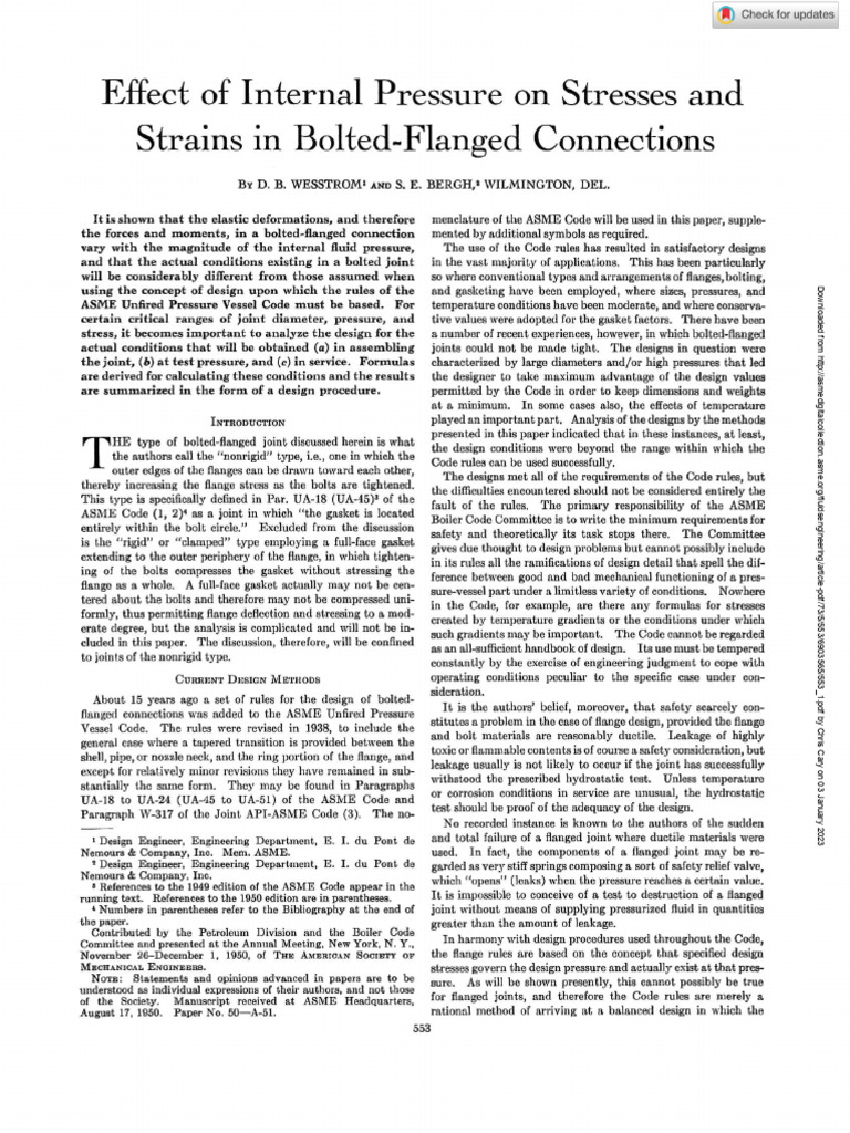 Effect of Internal Pressure On Stresses and Strains in Bolted-Flanged ...