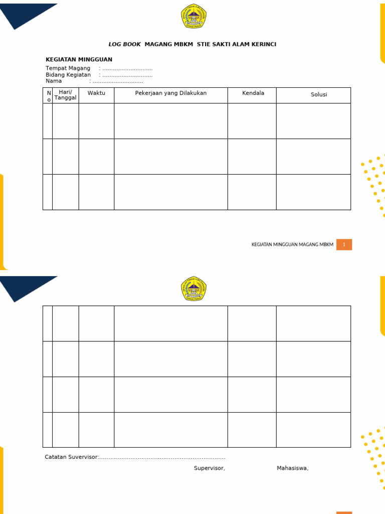2. LOG BOOK MAGANG MBKM STIE SAKTI ALAM KERINCI (1) salinan salinan | PDF
