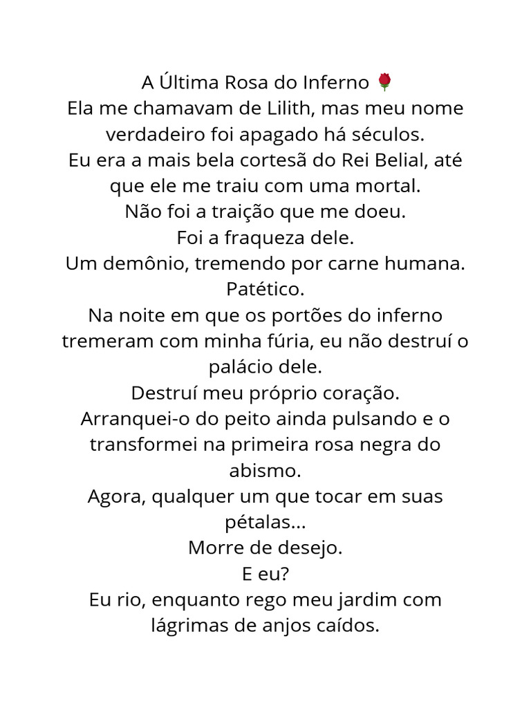 A Última Rosa Do Inferno ? Ela Me Chamavam de Lilith, Mas Meu Nome ...