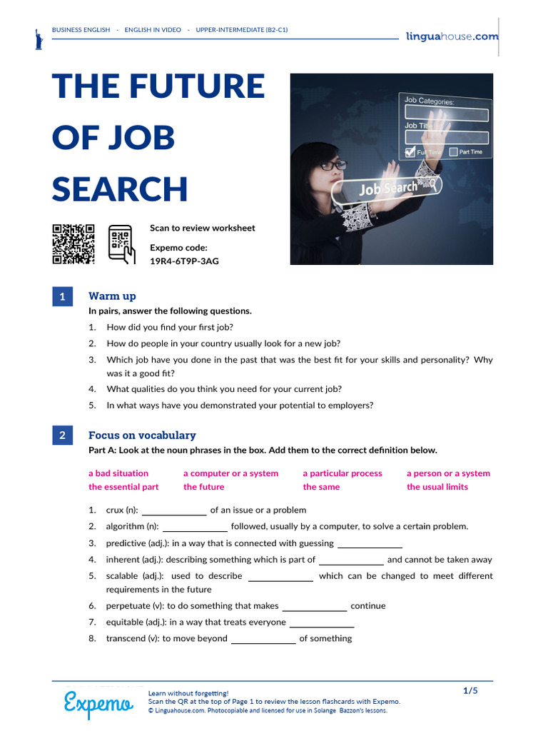 Future Job Search Strategies B2-C1 | PDF | Adjective | Bias