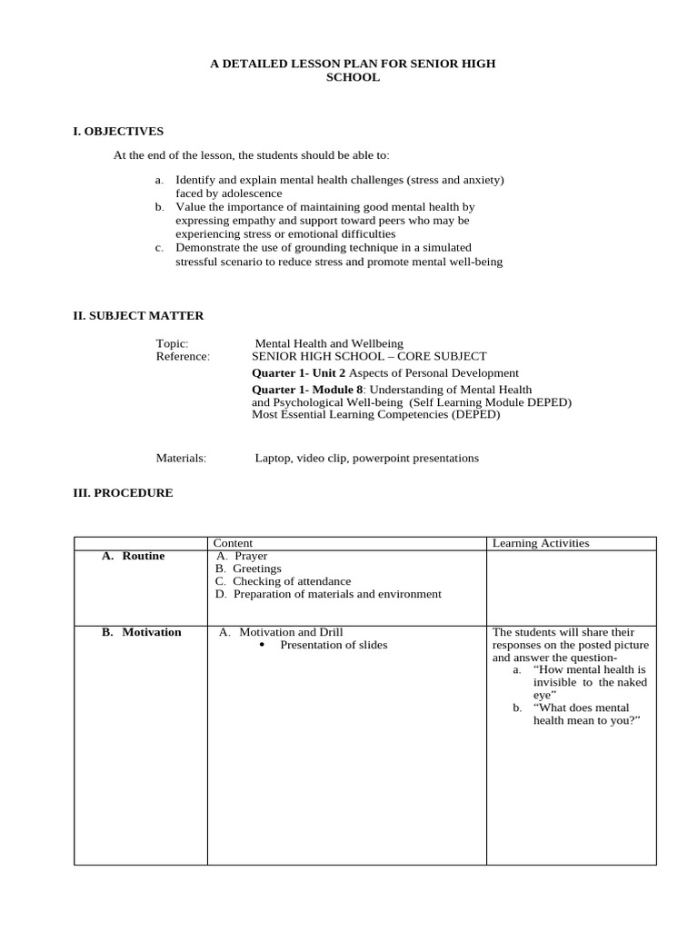 personal-development-detailed-lesson-plan_compress | PDF | Stress ...