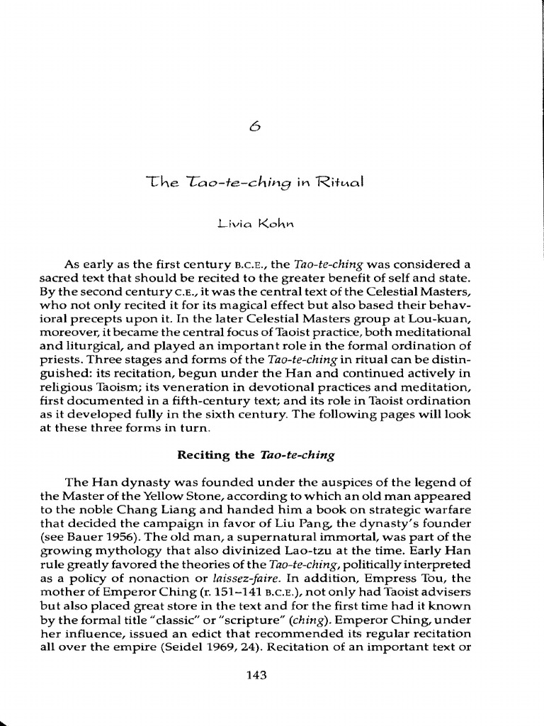 The Tao-Te-Ching in Ritual | PDF | Laozi | Tao Te Ching