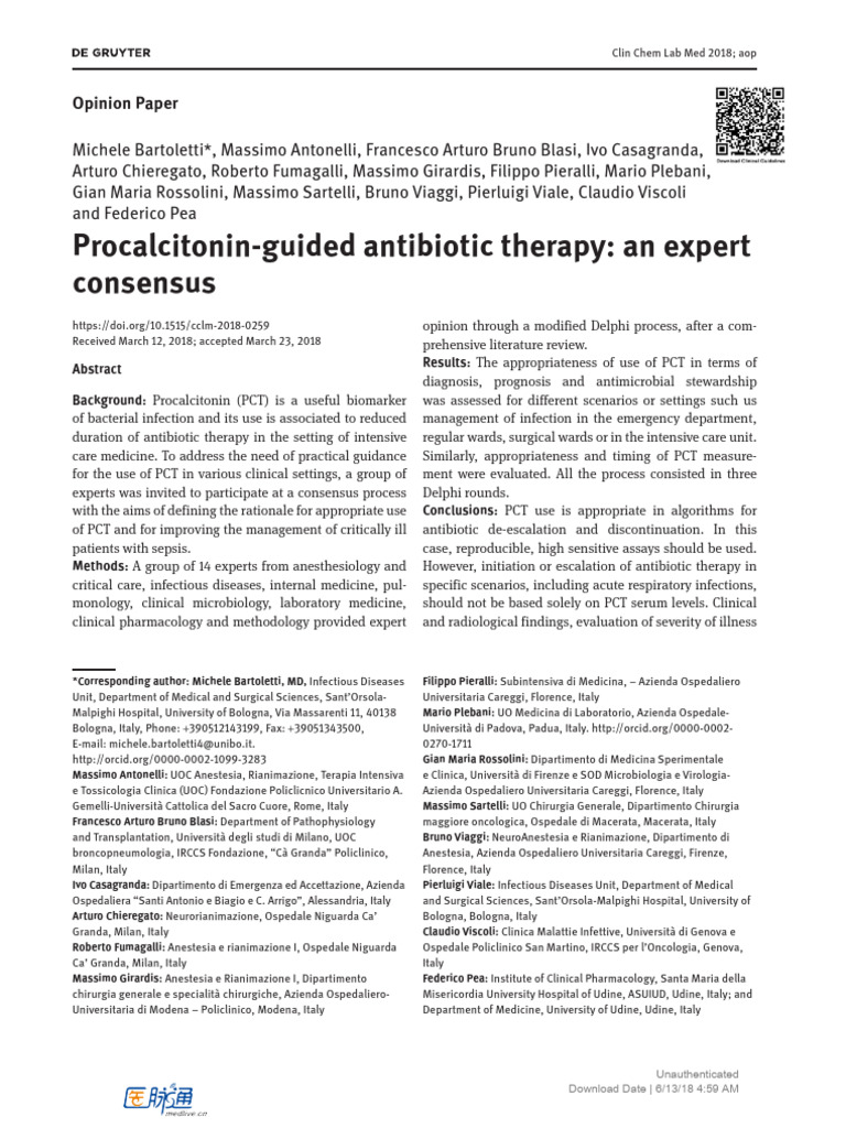 Procalcitonin-guided antibiotic therapy_ an expert consensus. | PDF ...