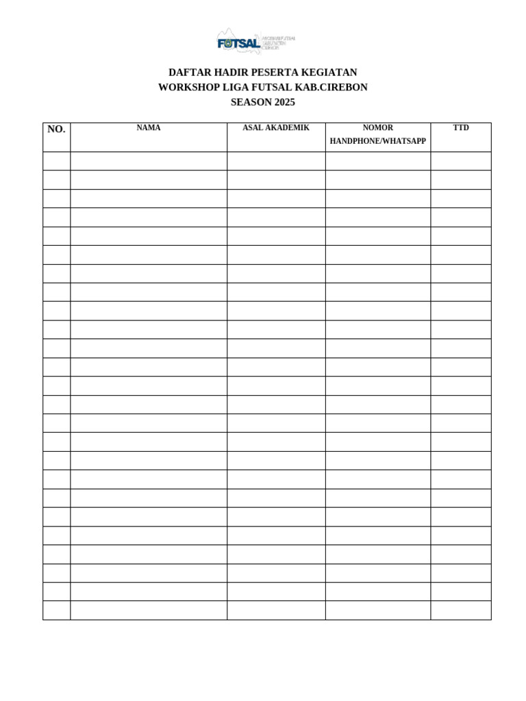 Template Daftar Hadir Kegiatan | PDF