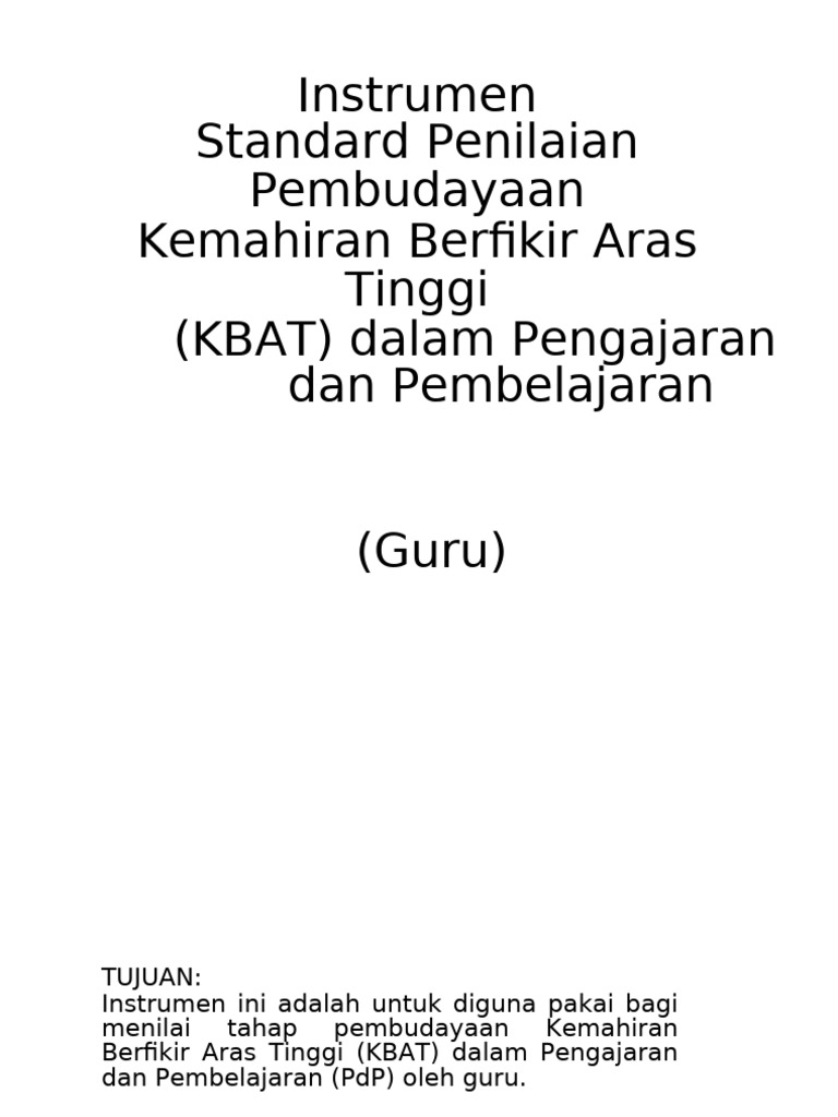 Panduan Skor KBAT | PDF