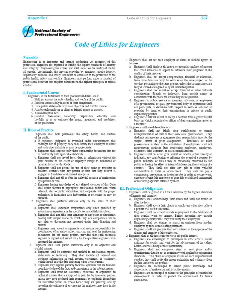 03.2 COde of Ethics for engineers | PDF | Conflict Of Interest | Employment