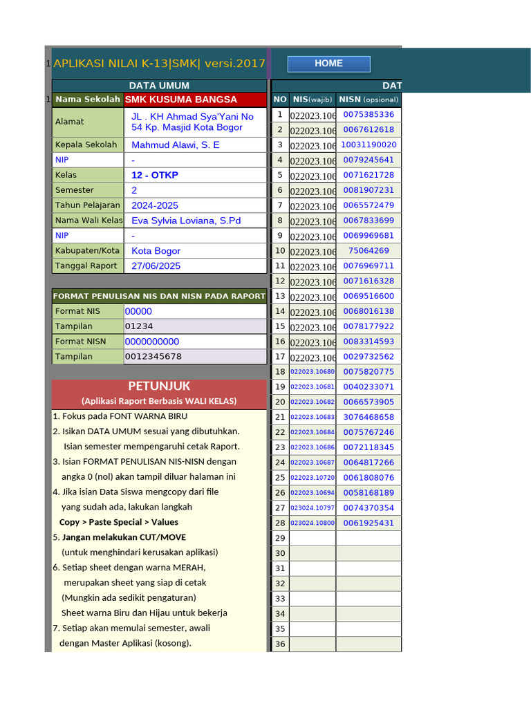 Raport Kelas 12 OTKP 2025 | PDF
