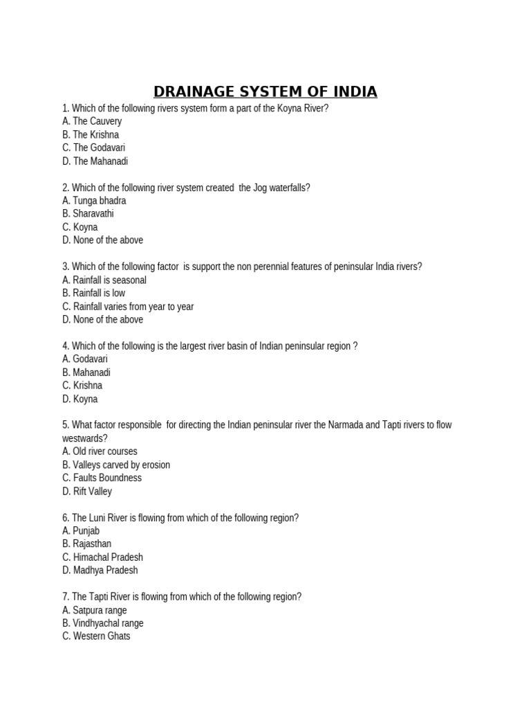 Overview of India's Drainage System | PDF | Bodies Of Water ...
