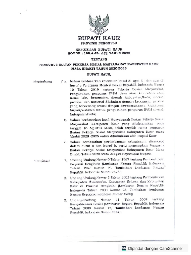 SK PSM Kabupaten Kaur | PDF