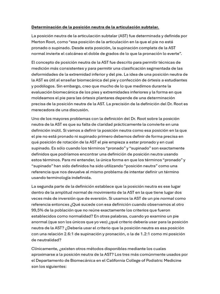 Determinación de La Posición Neutra AST | PDF | Pie | Sistema ...