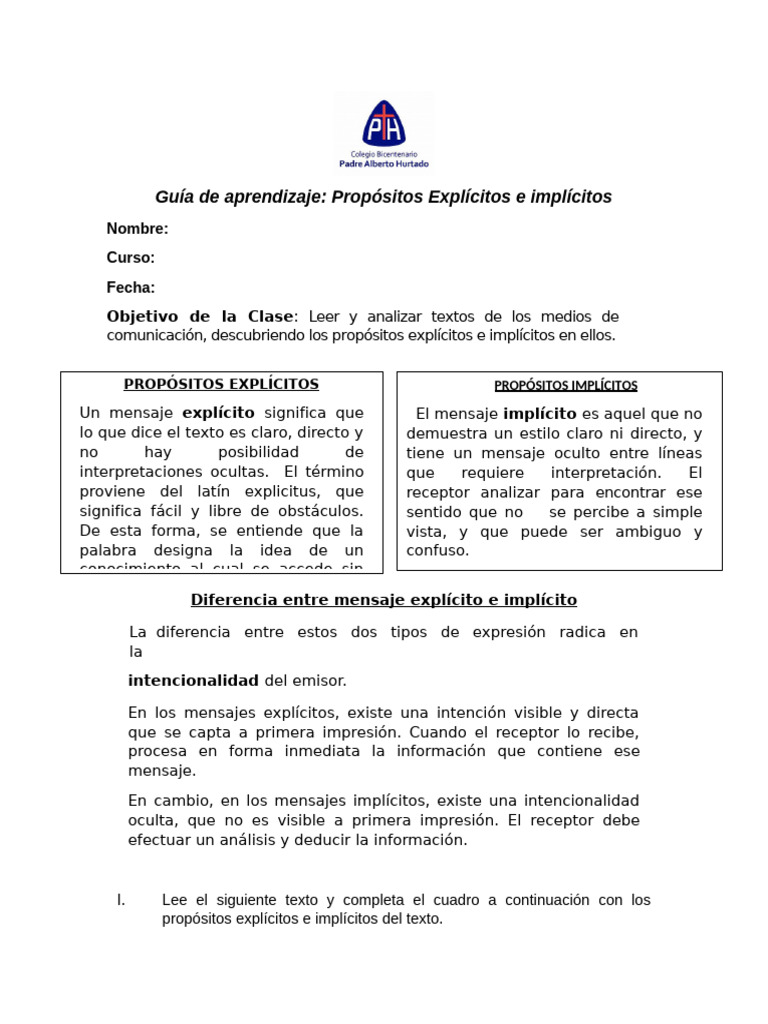 Propósitos Explícitos e Implícitos | PDF | Residuos | Comunicación